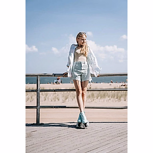 Womens Roller Skates Artificial Leather Adjustable Double Row 4 Wheels Roller Skates Shiny High-Top Outdoor Roller Skate for Teens,Adult (Flash Wheel, 39/US 8.5)