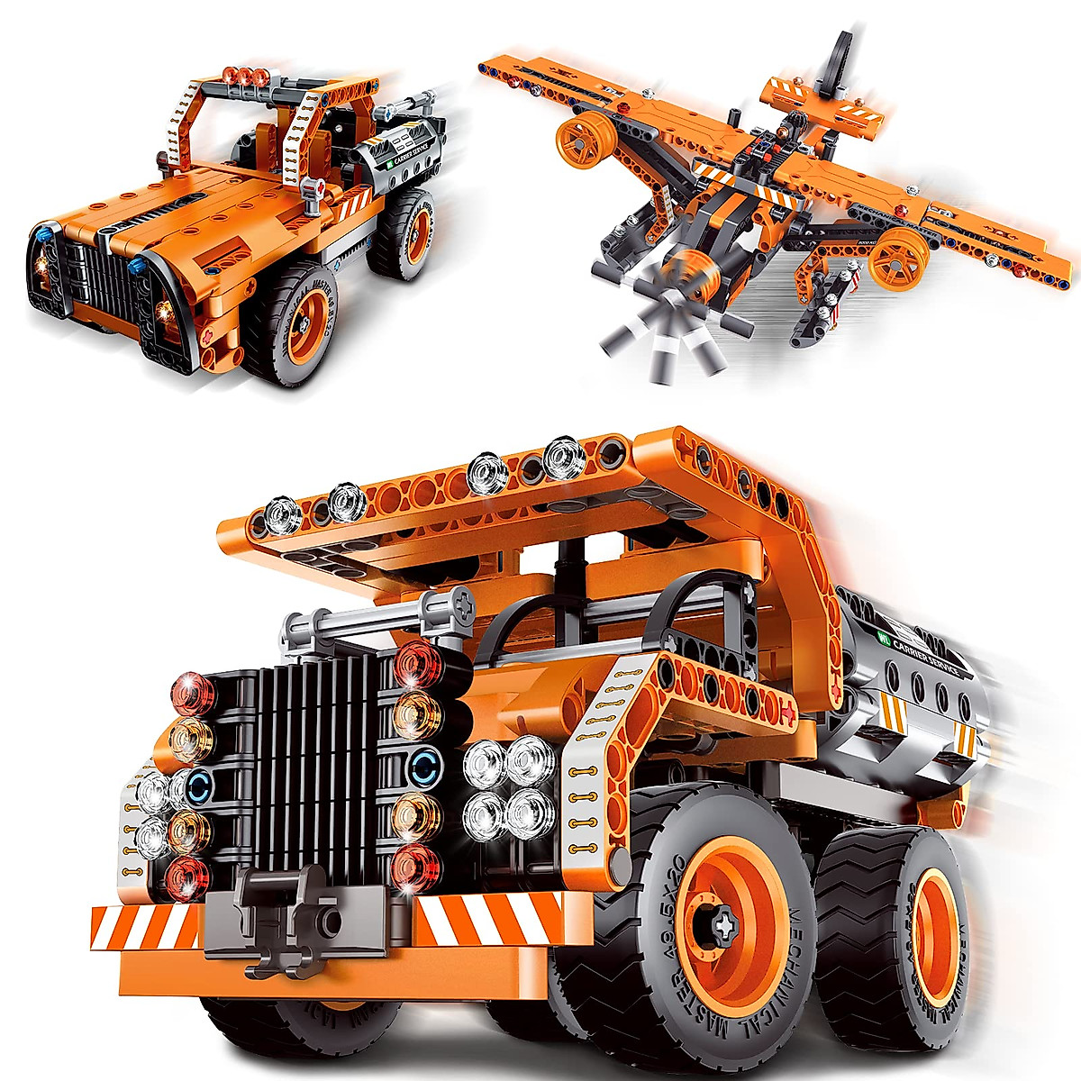 AoHu STEM Toys Building Sets for Boys 8-14, 3 in 1 Dump Truck/Transport Truck/Airplane Construction Engineering Kit STEM Projects for Kids Ages 6 7 8 9 10 11 12, Toys & Gifts for Boys Girls(361Pcs)