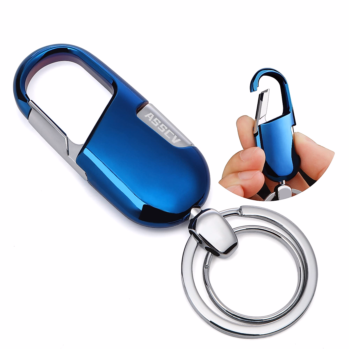 ASSCV Car Keys Keychain, Heavy Duty Keychains,Car Key Fob Accessory For Men and Women,With Elegant Metal Box (Blue)