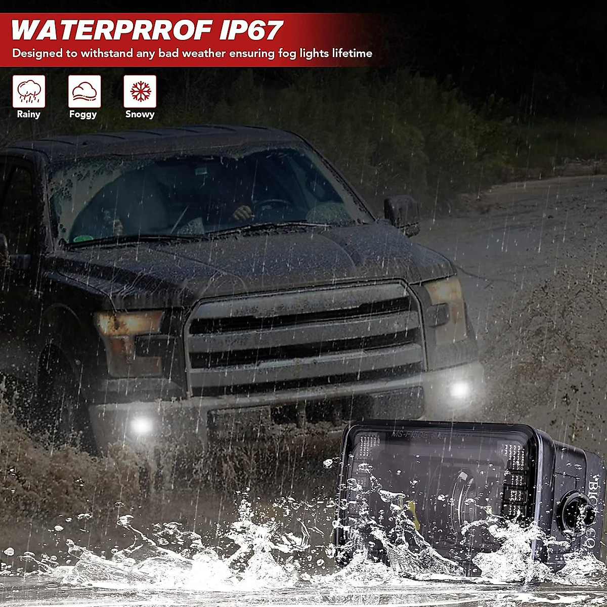 BICYACO LED Fog Lights with DRL Daytime Running Lights Compatible with 2015-2020 Ford F150, 4 Inch LED Fog Light Assembly Kit, 36W Waterproof LED Bumper Lamps Set-1 Pair