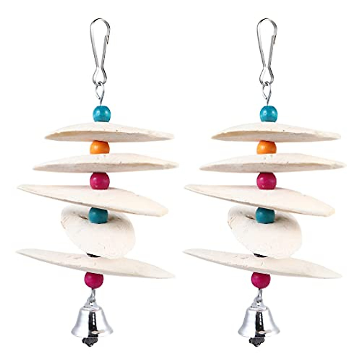 balacoo Bird Cuttlebone Chew Toy- 2pcs Cockatiels Cuttlebones, Hanging Cuttlebone for, Natural Cuddle Bone for Birds Cockatiels All Parrots Lovebirds Small Conures Parakeets