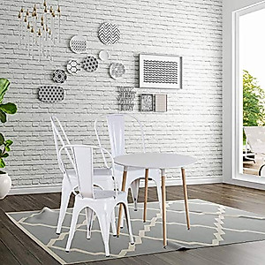 Set of 4, Navy Metal/Iron Patio Dining Chairs, Farmhouse Dining Chairs, Restaurant/Beach cafeterai Indoor/Outdoor Chairs (White)