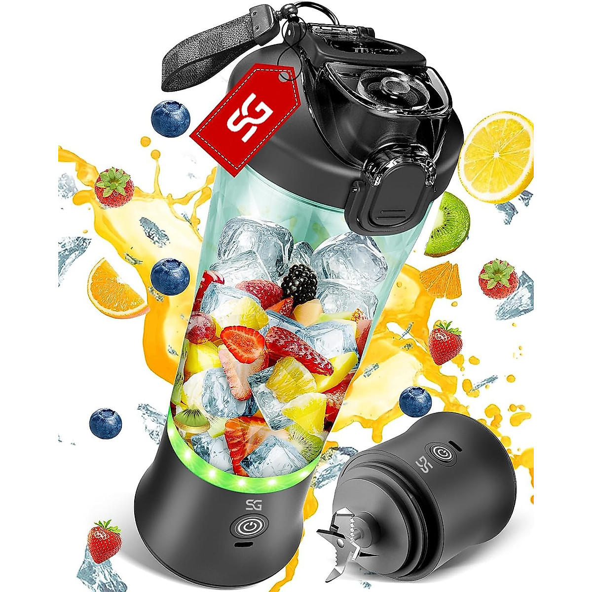 Stellar Goods Powerful Portable Blender for Smoothies & Shakes - Mini Blender with High-Torque Motor, Long-Life Battery, Leak-Proof Cup - One-Click & Pulse Mode - Personal Blender for Home, Travel