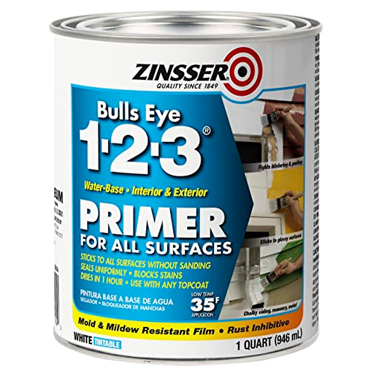 Rust-Oleum 2004 286258 Zinsser Bulls Eye 1-2-3 Primer, 31.5 oz, Gray