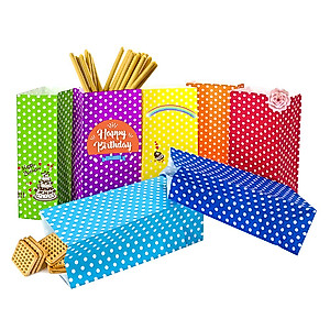 ADIDO EVA Red Striped Paper Bags Mini Party Goody Bags for Kids Birthday Party Supplies (50 CT 3.5×2.3×7 in)
