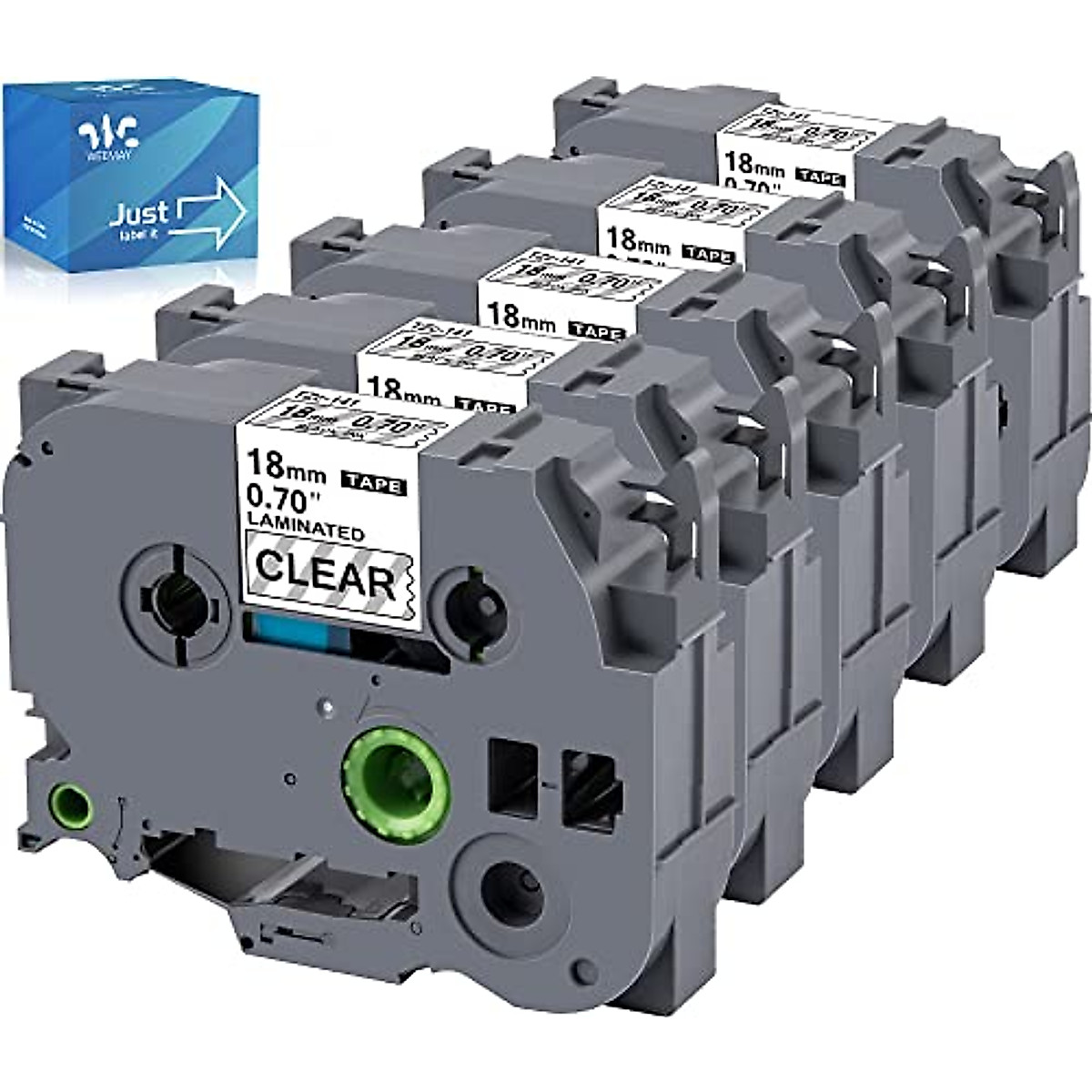 Weemay 5 Pack TZe141 Label Replacement for Brother Tze Tape 18mm 0.7" Laminated Clear TZe TZe-141 TZ141 TZ-141 3/4 Inch Black on Clear labelling for P-touch PT-D400AD PT-D610BT PT-D600 PT-D410 Printer