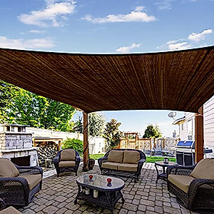 Quictent 20X20FT 185G HDPE Square Sun Shade Sail Canopy 98% UV Block Outdoor Patio Garden with Hardware Kit (Brown)