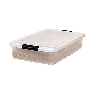 IRIS USA 3 Pack 40qt Under Bed Storage Bins with Lids and Durable Buckles, Clear