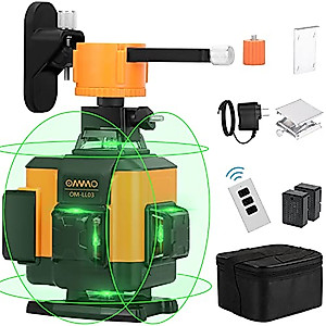 OMMO Laser Level, 16 Lines Green Laser Level Self Leveling Tool, 150ft Cross Line Laser Beam Tool, Two Vertical and Two Horizontal Lines with Wall Bracket/Remote Controller (16 Lines)