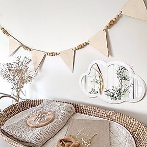 COMAX Nursery Floating Book Shelves with Wall Mirror, Wall Bookshelf for Kids Room Bedroom, Hanging Nursery Book Shelves Wall Mounted Bookshelves, Hanging Baby Book Shelf Nursery Shelves White