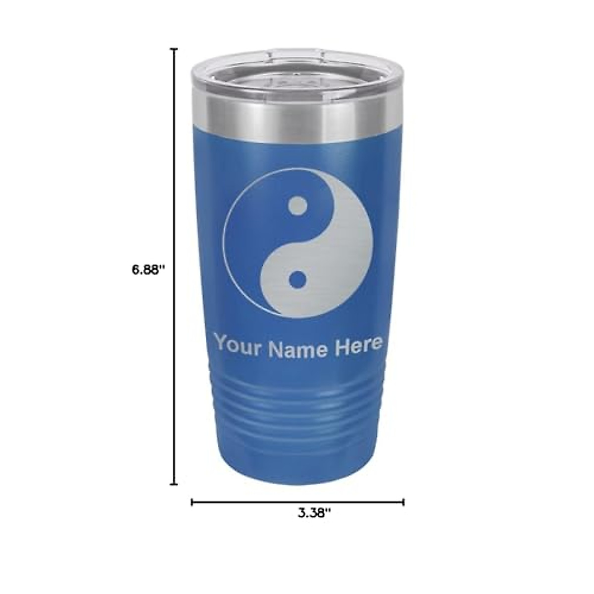 LaserGram 20oz Vacuum Insulated Tumbler Mug, Yin Yang, Personalized Engraving Included (Dark Blue)