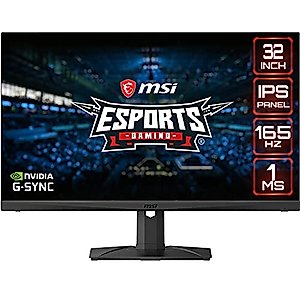 MSI MAG321QR, 32" Gaming Monitor, 2560 x 1440 (QHD), IPS, 1ms, 165Hz, G-Sync Compatible, HDR 400, HDMI, Displayport, USB Type-C, Tilt, Swivel, Height Adjustable