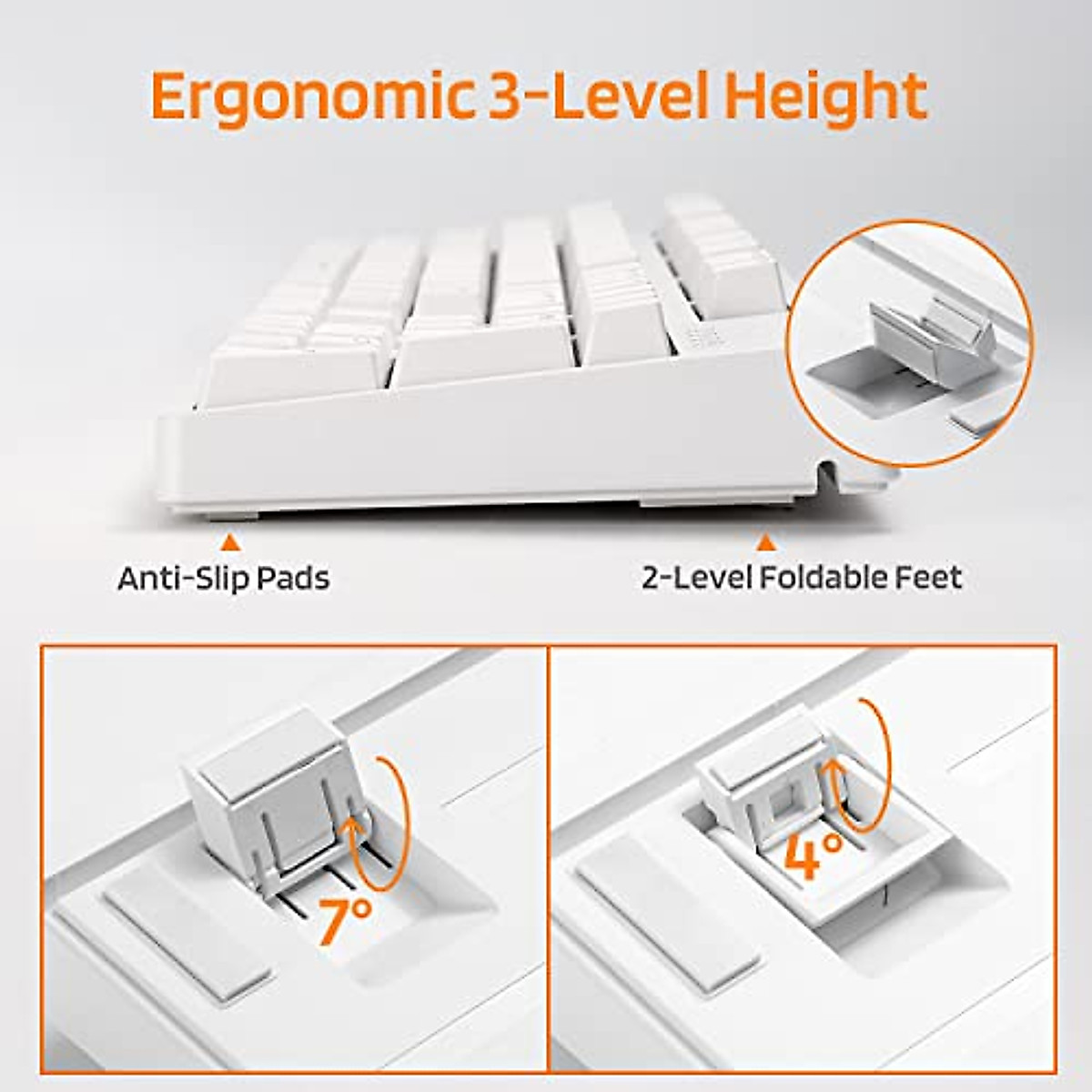 LTC NB1041 Nimbleback Wired Mechanical Keyboard, Hot-Swappable 104Keys RGB Backlit Gaming Keyboard, Red Switch/White
