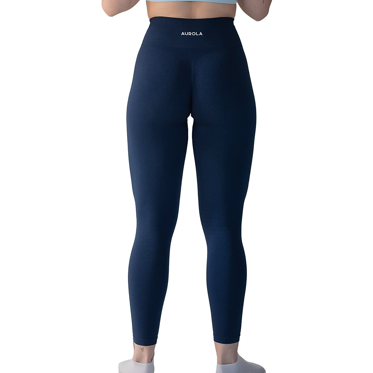 Seamless Scrunch Legging Women Yoga Pants 7/8 Tummy Control Workout Running for Workout Fitness Sport Active Ankle Legging-25'' (L, Tuxedo Blue)