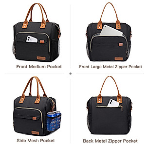 TuErCao Insulated Lunch Box for Women - Freezable Leakproof Ladies Lunch Bags for Work Office School - Reusable Adult Lunch Tote Bag Portable Soft Cooler Bag for Travel Beach Picnic Camping, Floral