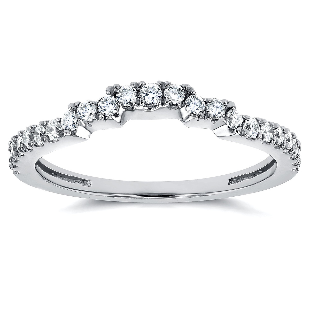 Kobelli Notched Diamond Wedding Band 1/4 Carat (ctw) in 14k White Gold, Size 10, White Gold