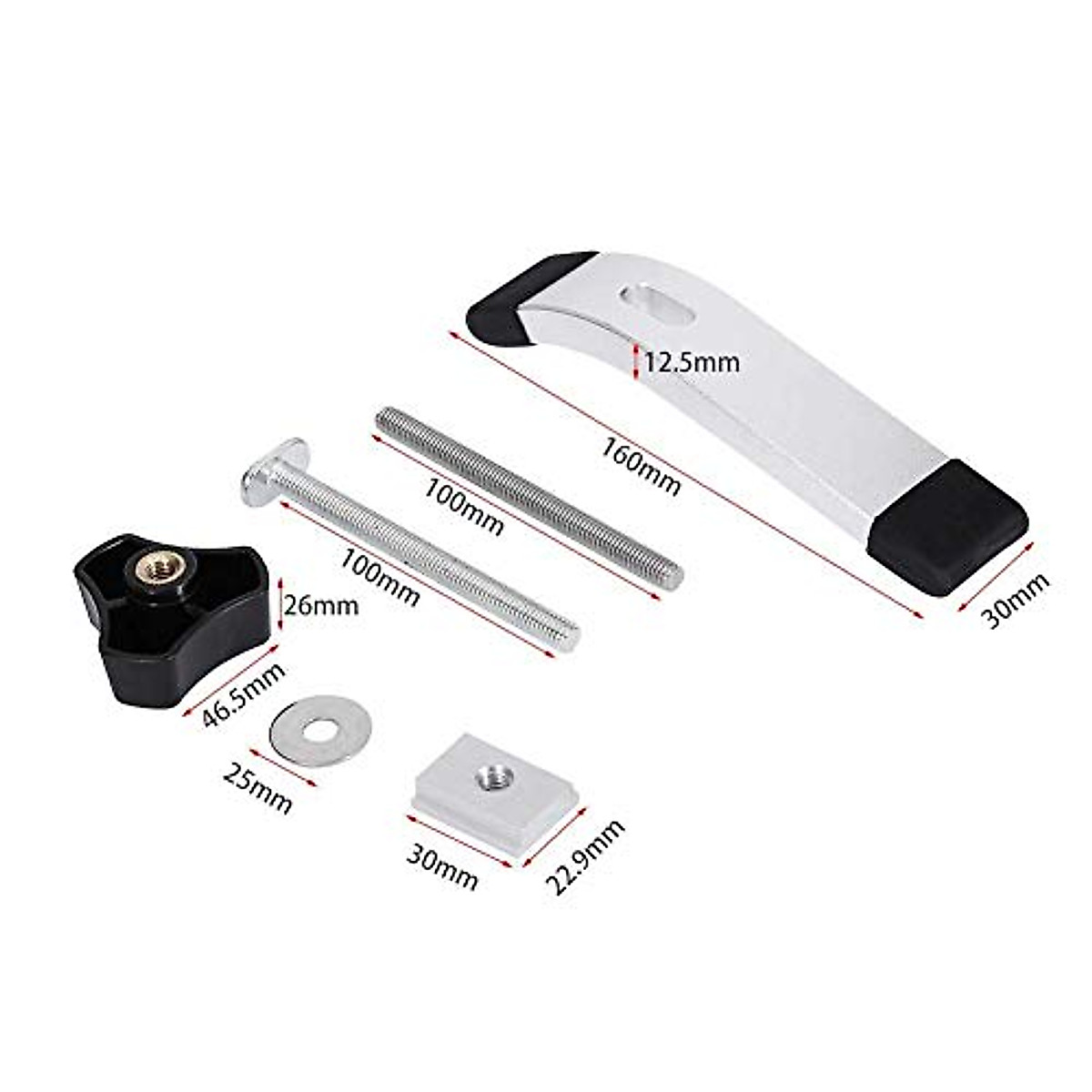 T Slot Clamp Set T Tracks Hold Down Clamps 5/16in T Bolt Hold Down Clamp Kit, T Track Clamp Hold Down Clamping Kit,Double-Cut Jig Profile Universal T-Tracks with Predrilled Mounting Holes