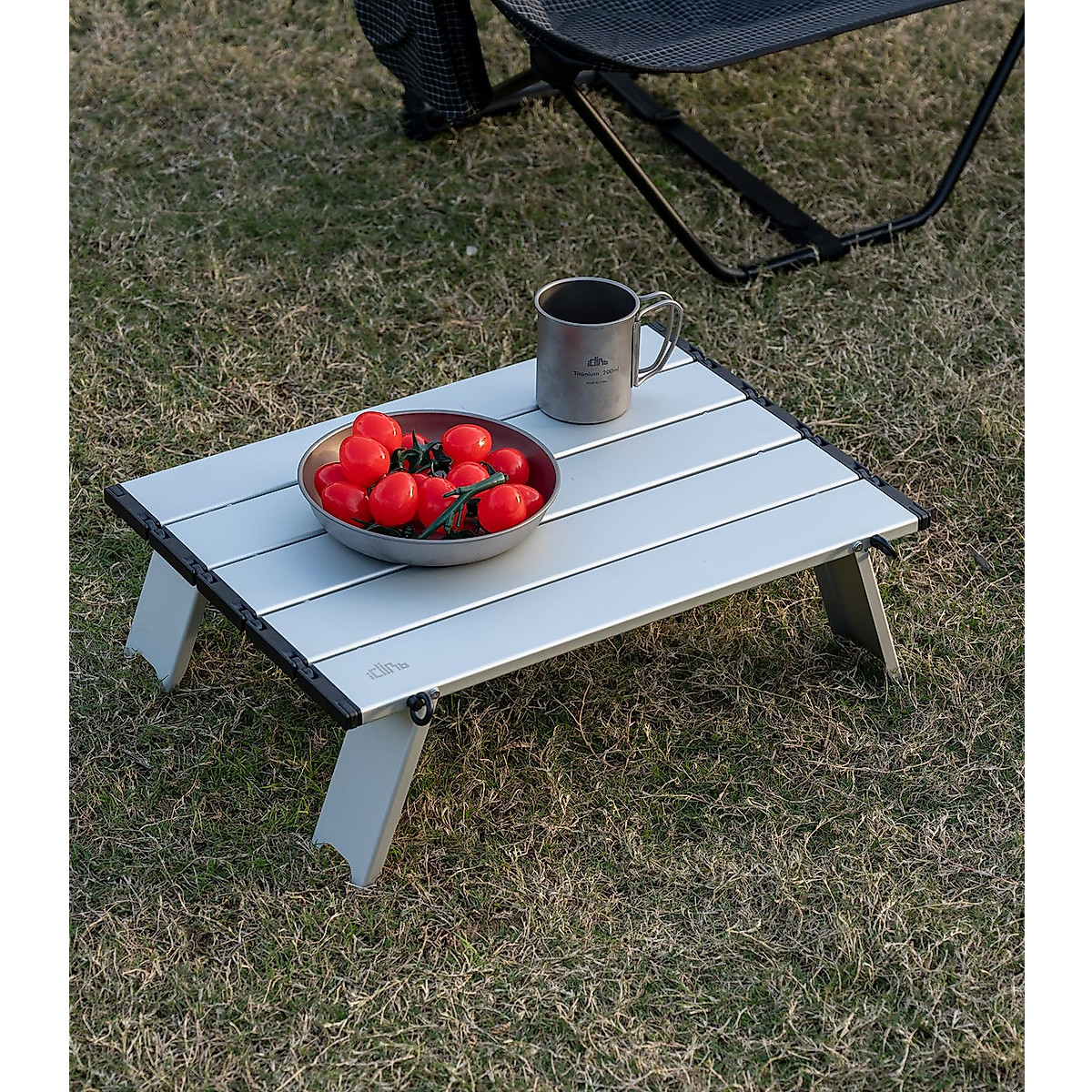 iClimb Ultralight Compact Mini Beach Picnic Folding Alu. Table with Carry Bag, Two Size (Silver - S)