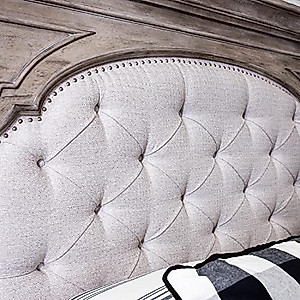 Steve Silver Highland Park Driftwood Gray Wood Upholstered Panel King Bed