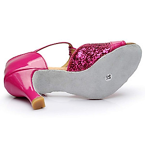 Women's Color Fashion Rumba Waltz Prom Ballroom Latin Salsa Dance Shoes Sandals (Hot Pink, 8 M US)
