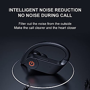 Xmenha True Wireless Earbuds with Earhooks Sport Bluetooth 5.1 Ear Buds IPX7 Waterproof Running Workout Headphones with Microphone in Ear Noise Cancelling Headset for Android iOS Sports Gym Hiking
