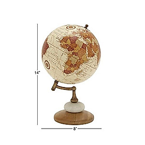 Deco 79 Contemporary Mango Wood Globe Globe, 8" x 8" x 14", Cream