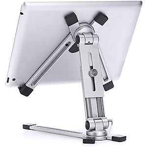FUZADEL Portable Fold-Up Travel Stand Aluminum, Universal Tablet Stand Holder Foldable Multi-Angle Adjustable Stand for Tablet/Phone/Notebook/Tablet Holder for Surface Notebook Monitor Stand