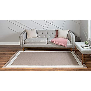 Rugs.com Georgia Collection Rug – 4' x 6' Taupe Flatweave Rug Perfect for Living Rooms, Large Dining Rooms, Open Floorplans
