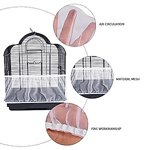 UEETEK Bird Seed Guards Catchers Bird Cage Bird Cage Mesh Net Cover Skirt Guard Stretchy Shell Skirt Traps Cage Basket (White)