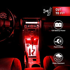Pilot CZ-177R 12V Red Interior/Exterior LED Flexi Light Strips -12 Inches / 2 Strips- Cut to Fit - Multi-Purpose Automotive or Home Use, Water Resistant with Easy-Peel Tape Included