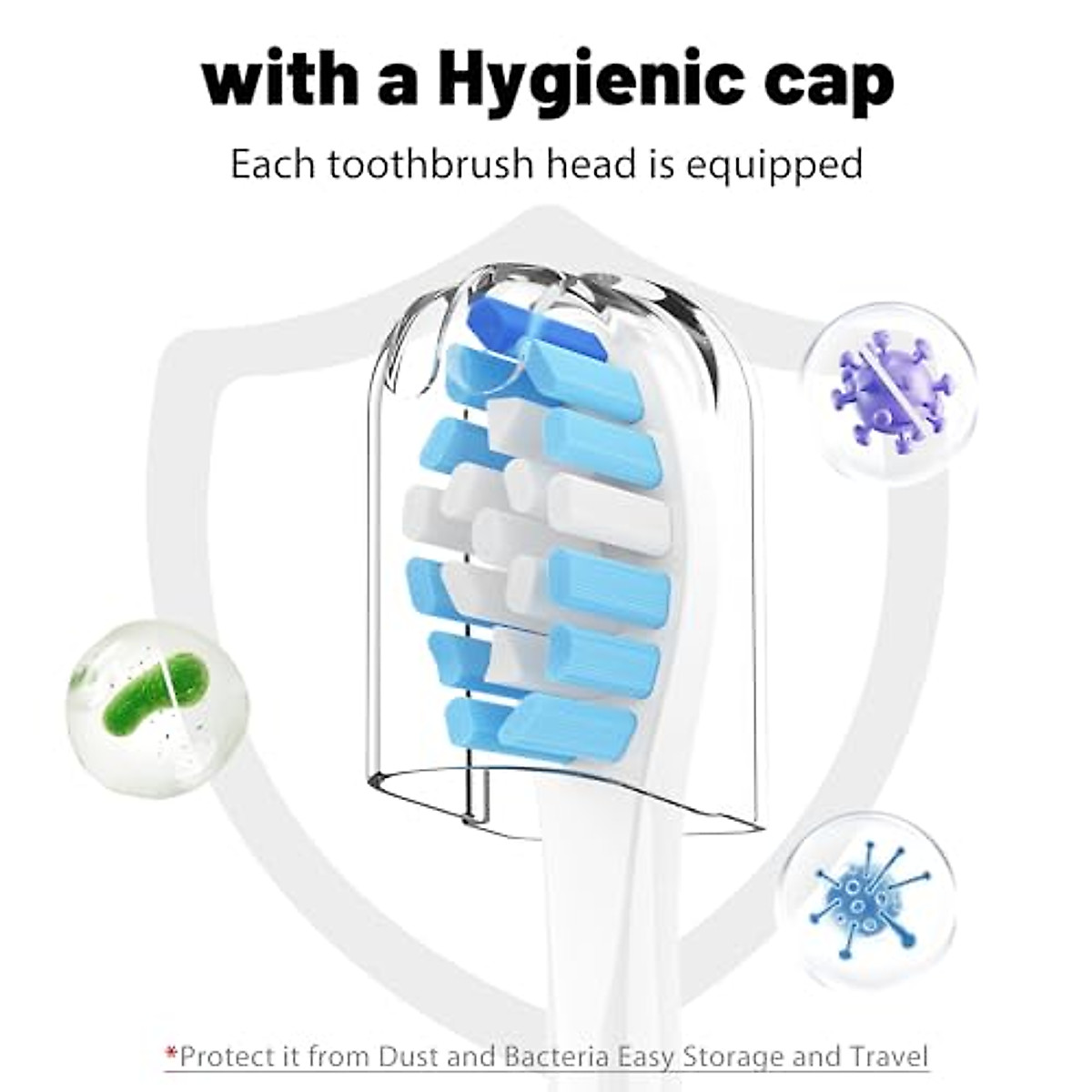 AOUGK Replacement Brush Heads Compatible with Philips Sonicare Electric Click-on Tooth Brush Handles, Toothbrush Head of Effective Cleaning and Plaque Removal, Pack of 10, White