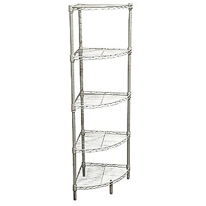 Juggernaut Storage White 5-Tier Corner Steel Wire Shelving Unit (14 in. W x 47 in. H x 14 in. D), WSCR141447-5WH