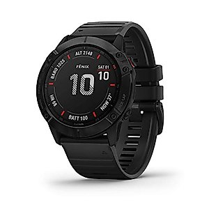 Garmin 010-02157-10 fenix 6X Sapphire, Premium Multisport GPS Watch, features Mapping, Music, Grade-Adjusted Pace Guidance and Pulse Ox Sensors, Dark Gray with Black Band