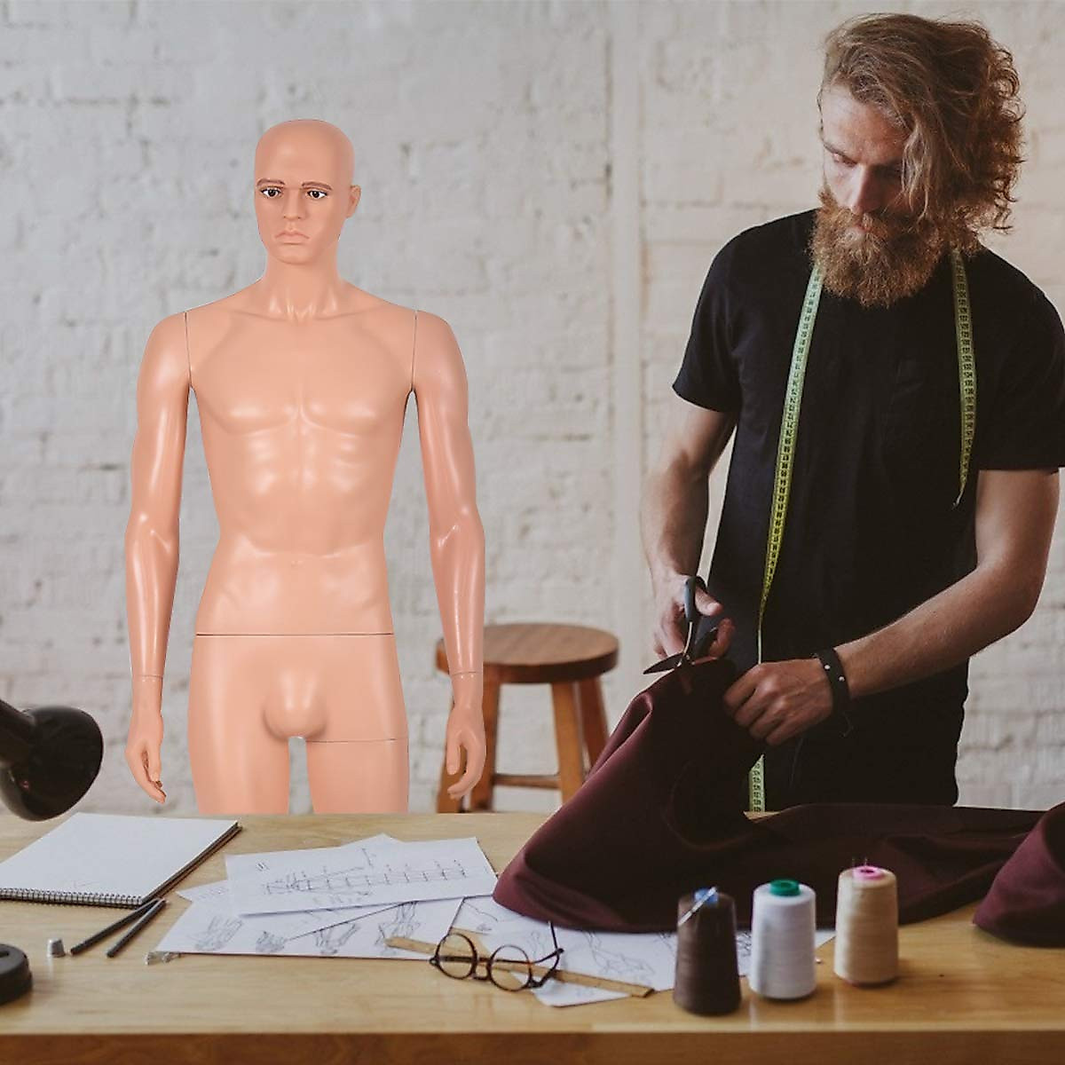 Giantex 6 Ft Male Mannequin, Adjustable Dress Mannequin Full Body w/Separated Fingers, Stable Iron Base, Realistic Mannequin for Cosplay