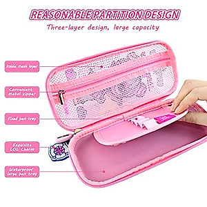 L.O.L. Surprise! Pencil Case for Kids, 3D Embossed Large Capacity Portable Pen Pouch with Compartment, Cute Zipper Storage Pencil Bag Stationery Box