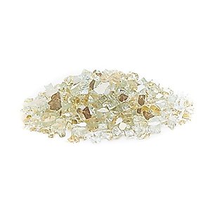 Exotic Fire Glass | Gold Reflective Fire Pit Glass | 10 Pound Bag | Medium 1/2 Inch Glass Size | Perfect for Any Natural Gas or Propane Outdoor Fire Pit