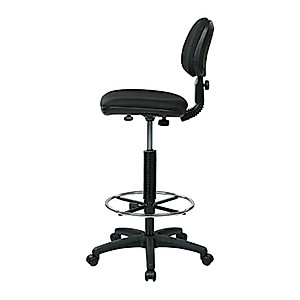 Office Star DC Series Adjustable Drafting Chair with Foot Ring and Sculptured Foam Seat, Icon Black Fabric
