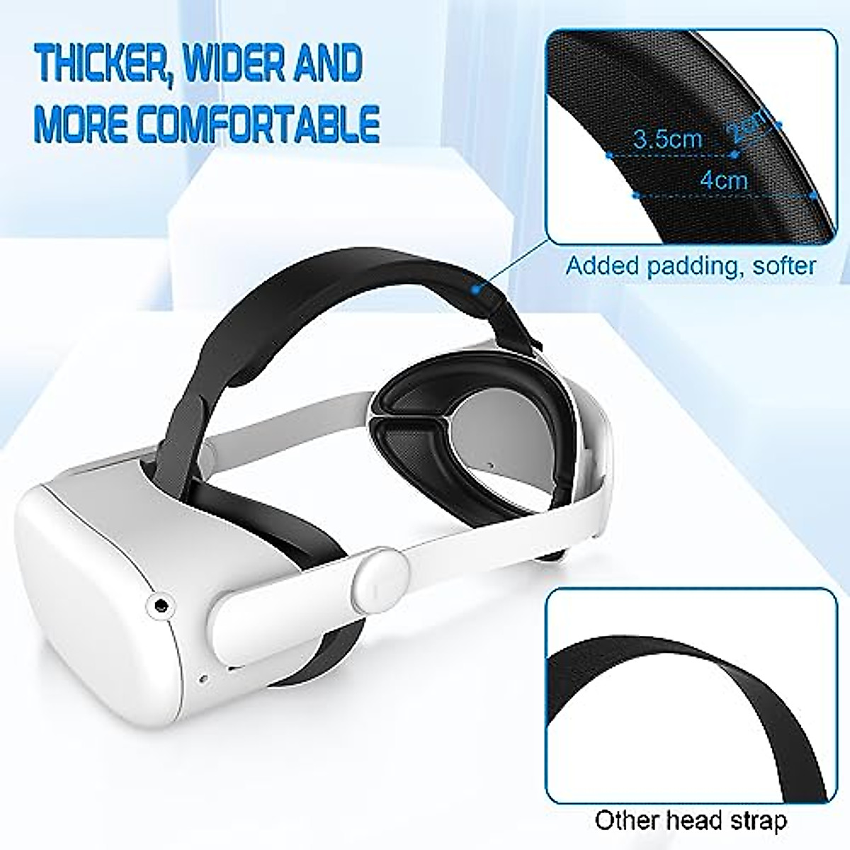 GEVO VR Head Strap for Oculus/Meta Quest 2, Elite Strap Replacement VR Headset Accessories for Oculus Quest 2, Enhanced Comfort & Light Weight