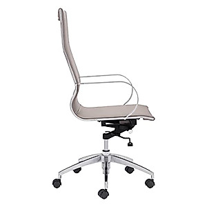 Zuo Glider Hi Back Office Chair, Taupe
