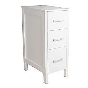 eclife 12" Bathroom Cabinet 3 Drawer Organizer Free Standing Single Vanity, Small Nightstand, White Vanity MDF Vertical Dresser Storage Tower Vanity, Bedroom/Bathroom/Entryway B11W