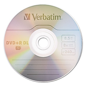 Verbatim 96542 Dual-Layer DVD+R Discs, 8.5GB, 8X, Spindle, 30/PK, Silver