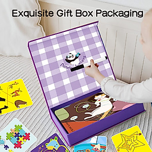 Panda Juniors Brain Games Flash Cards, Early Learning Flash Cards Toys Write and Wipe Practice Card, Preschool Educational Toys for 3 4 5 6 7 8 Years Old (30 Flashcards and Marker)