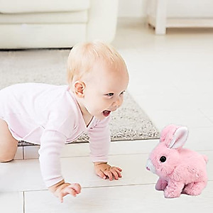 Plush Baby Rabbit Stuffed Animal Toys with Carrots Electric Rabbit Toys Educational Toys That Can Walk and Talk Easter Gifts for Children Cute Rabbit with Carrots Dancing (grey1)