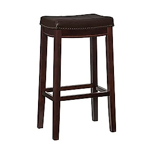 Linon Home Décor Kingston Backless Barstool by Linon, 32" x 18.75" x 13.25", Brown Patch Bar