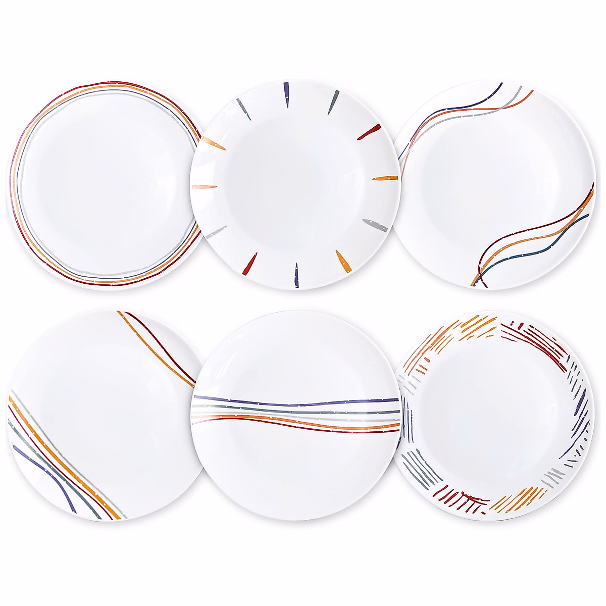 KITOECOFR 10.5" Dinner Plates Set of 6,Rainbow Glass Ceramic Plates,Lead-Free & Non-Toxic,Flat Stackable - Microwave,Oven & Dishwasher Safe