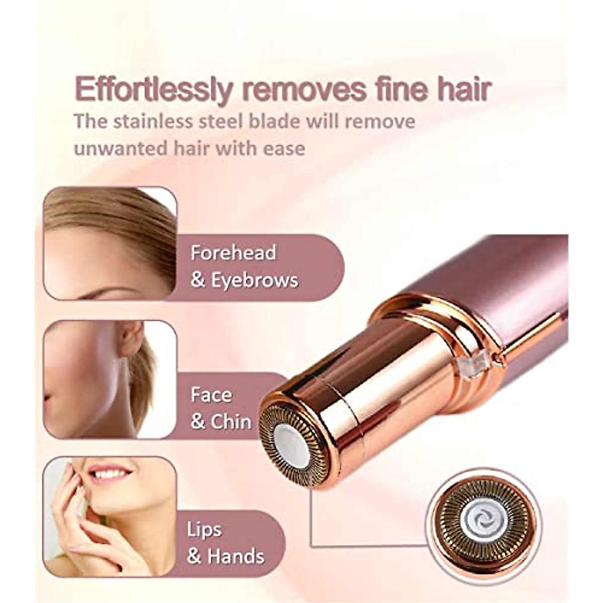 Facial Hair Remover for Women Face,Facial Hair Removal for Women,Women's Shaving & Hair Removal,Lip Hair,Bikini Hair,Armpit Hair, Safe and Painless Rose Gold