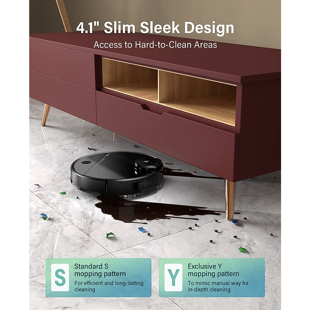 VIOMI V3 Max Robot Vacuum and Mop Combo with Smart Mapping Technology, 2700Pa Robot Vacuum Cleaner Work 300mins with Alexa/Google, Lidar Navigation Robotic Vacuums Cleaner for Pet Hair, Carpets,Floor