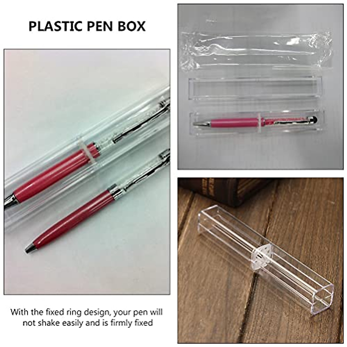 Healifty 20pcs Pen Gift Box Empty Ballpoint Pen Box Plastic Clear Pencil Boxes Pen Storage Case for School Office Collection