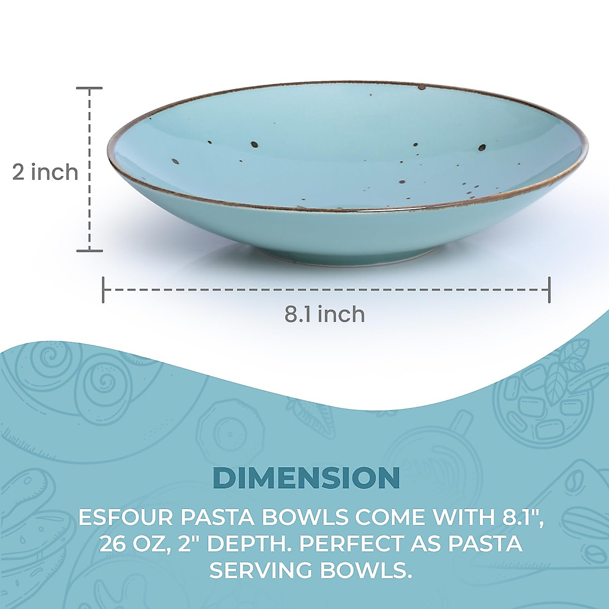 Esfour Ceramics Small Hand Craft Dessert Bowls - 12oz, Set of 6 - Microwave, Oven, Dishwasher Safe, Ice Cream, Soup, Snacks, Rice, Cereal, Chili, Side Dishes, Dips, Ideal Gift - Vivid Assorted Colors