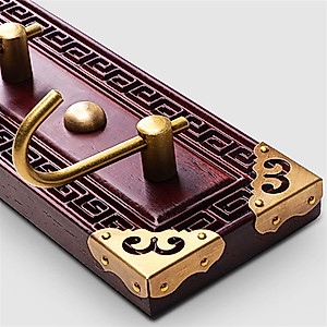 GOJUSLN Clothes-hat Rack Chinese Wall-Mounted Coat Rack Coat Hook Creative Clothes Hat Hook Wall Coat Hook Hanger 20 Inches Long (6 Hooks) Cloak Rack(B)